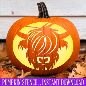 Highland Cow Pumpkin Stencil, Printable Pumpkin Stencil, Jack O ...
