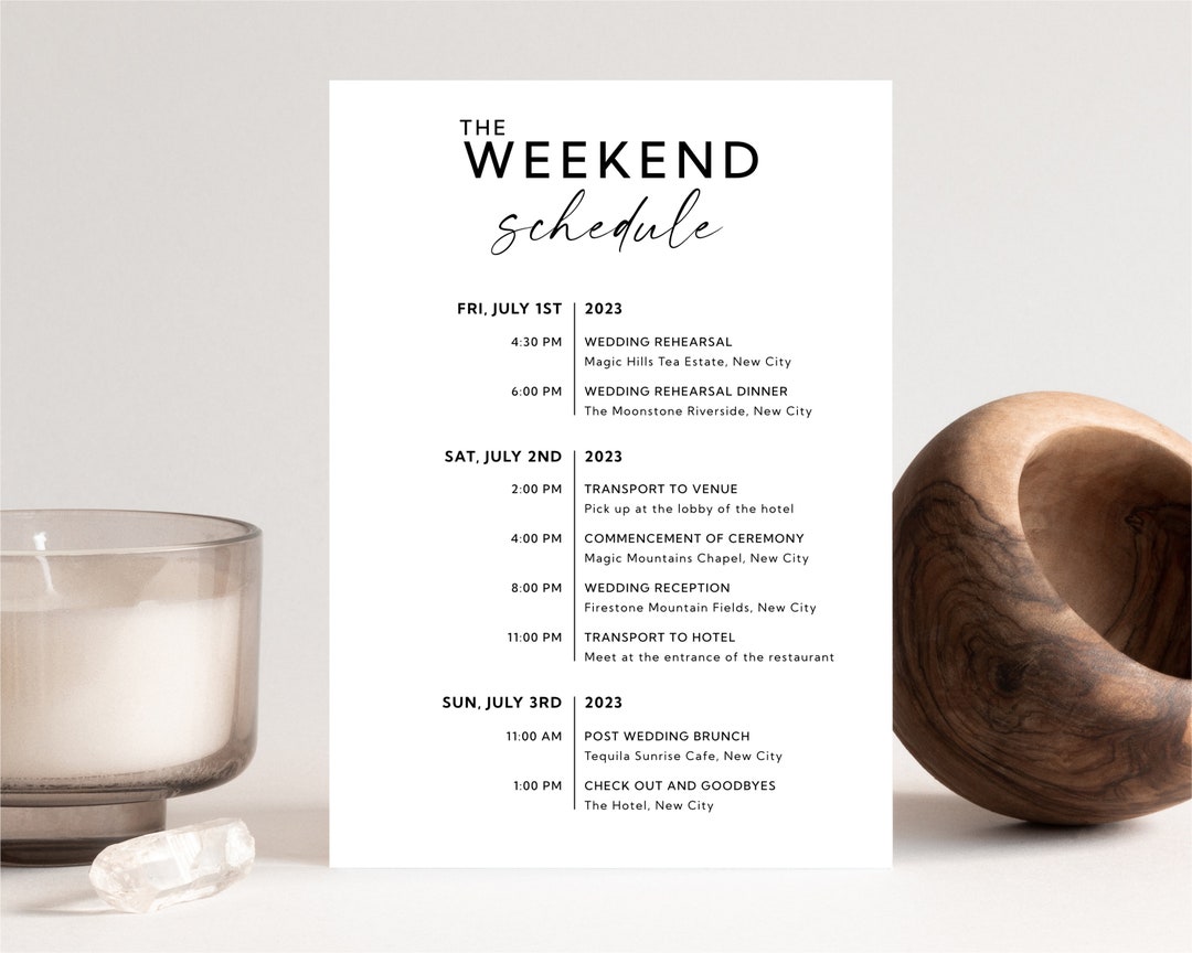 Wedding Day Details Template, Wedding Day Schedule, Wedding Party ...