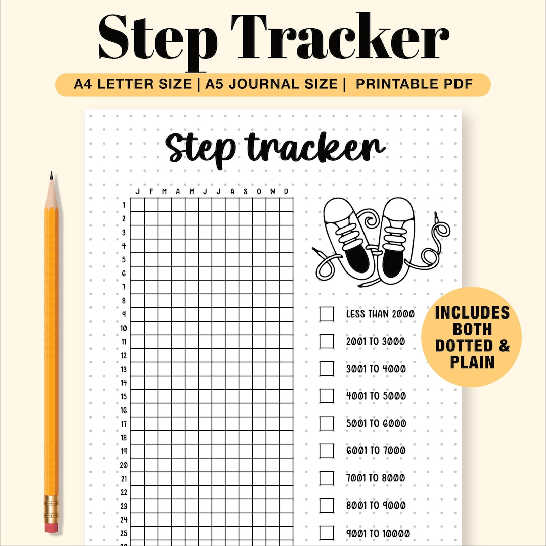 Yearly PRINTABLE Step Tracker Yearly Fitness Tracker Journal Page ...