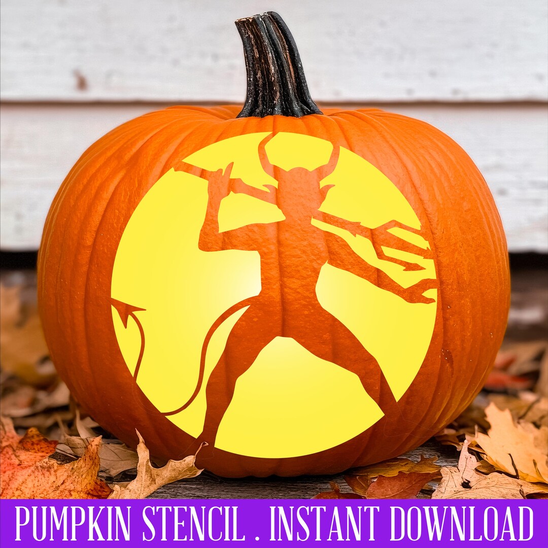 Demon Pumpkin Stencil, PRINTABLE Pumpkin Stencil, Jack O' Lantern ...