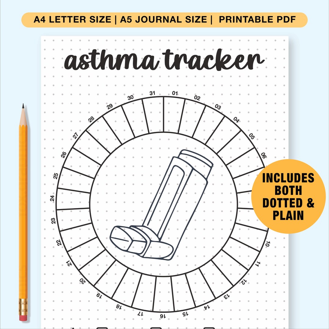 Monthly Asthma Tracker Printable Journal Page Asthma Log Health Tracker ...