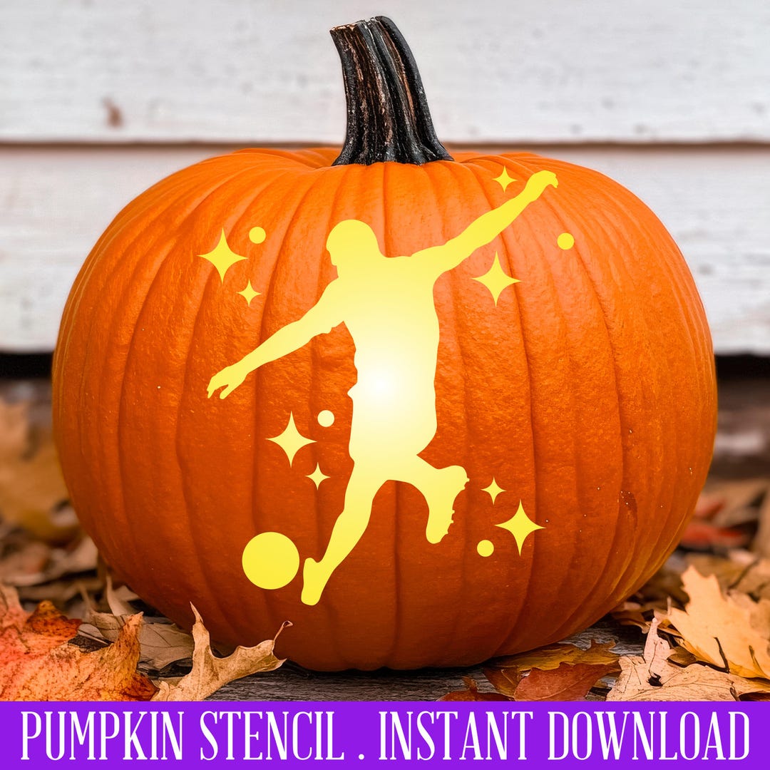 Soccer Pumpkin Stencil, Soccer Player Pumpkin Stencil, Soccer Stencil ...