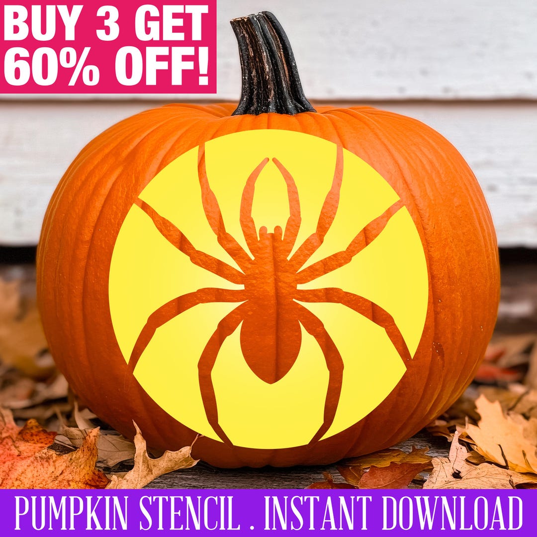 Spider Pumpkin Stencil, PRINTABLE Pumpkin Stencil, Jack O' Lantern ...