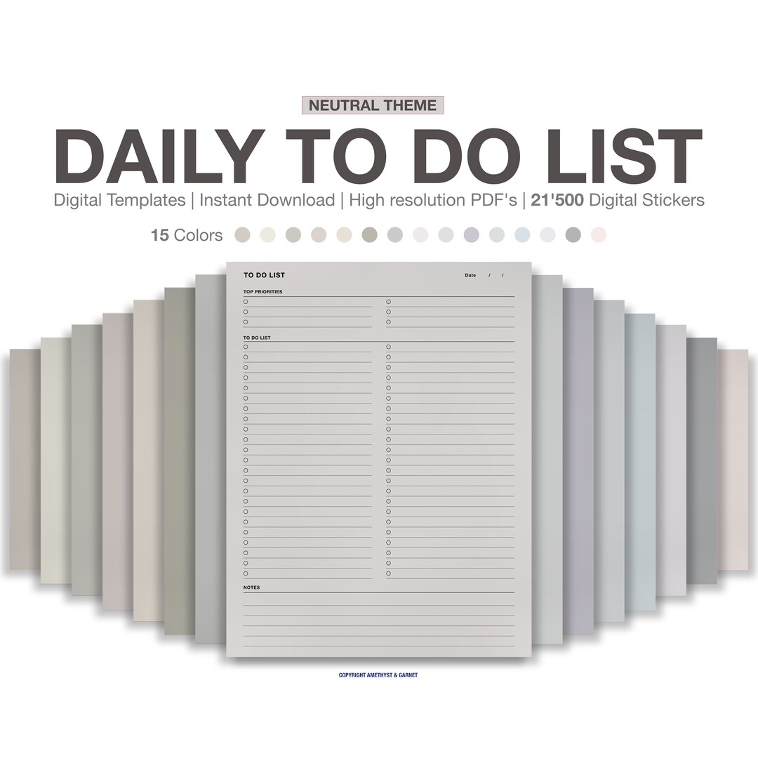 Neutral Daily to Do List Digital Note Paper Templates Templates ...