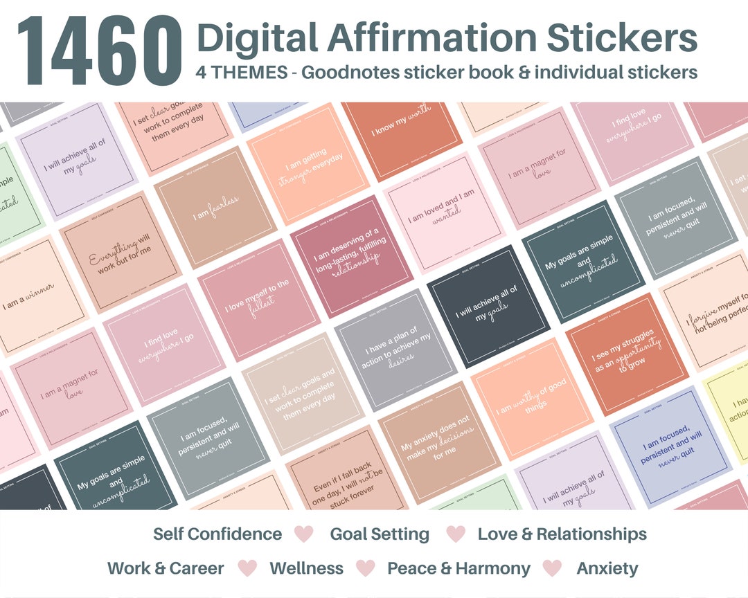 Daily Affirmation Cards Digital Planner Stickers Digital Stickers ...