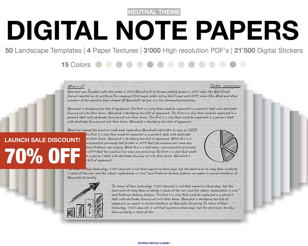 Neutral Digital Notepaper Templates, Notetaking Digital Notebook ...