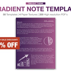 Purple Pink Gradient Digital Notepaper Templates Notetaking Digital ...