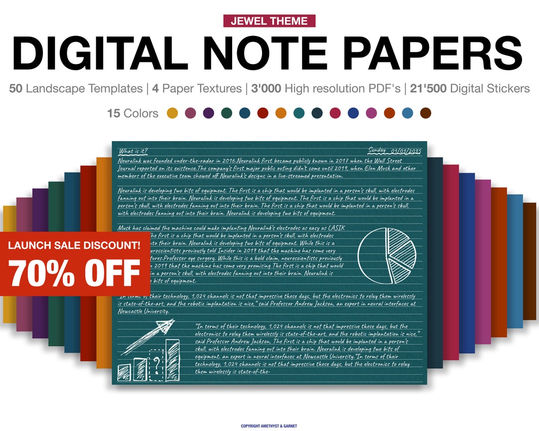 Jewel Digital Notepaper Templates, Notetaking Digital Notebook ...