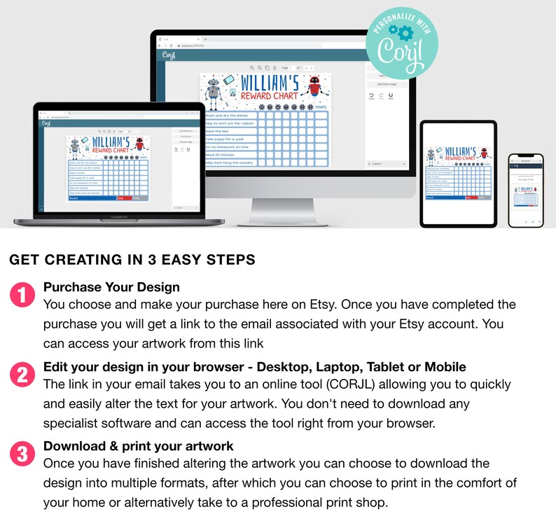Editable Robot Tech Reward Chart Behavior Chart Daily Chore - Etsy
