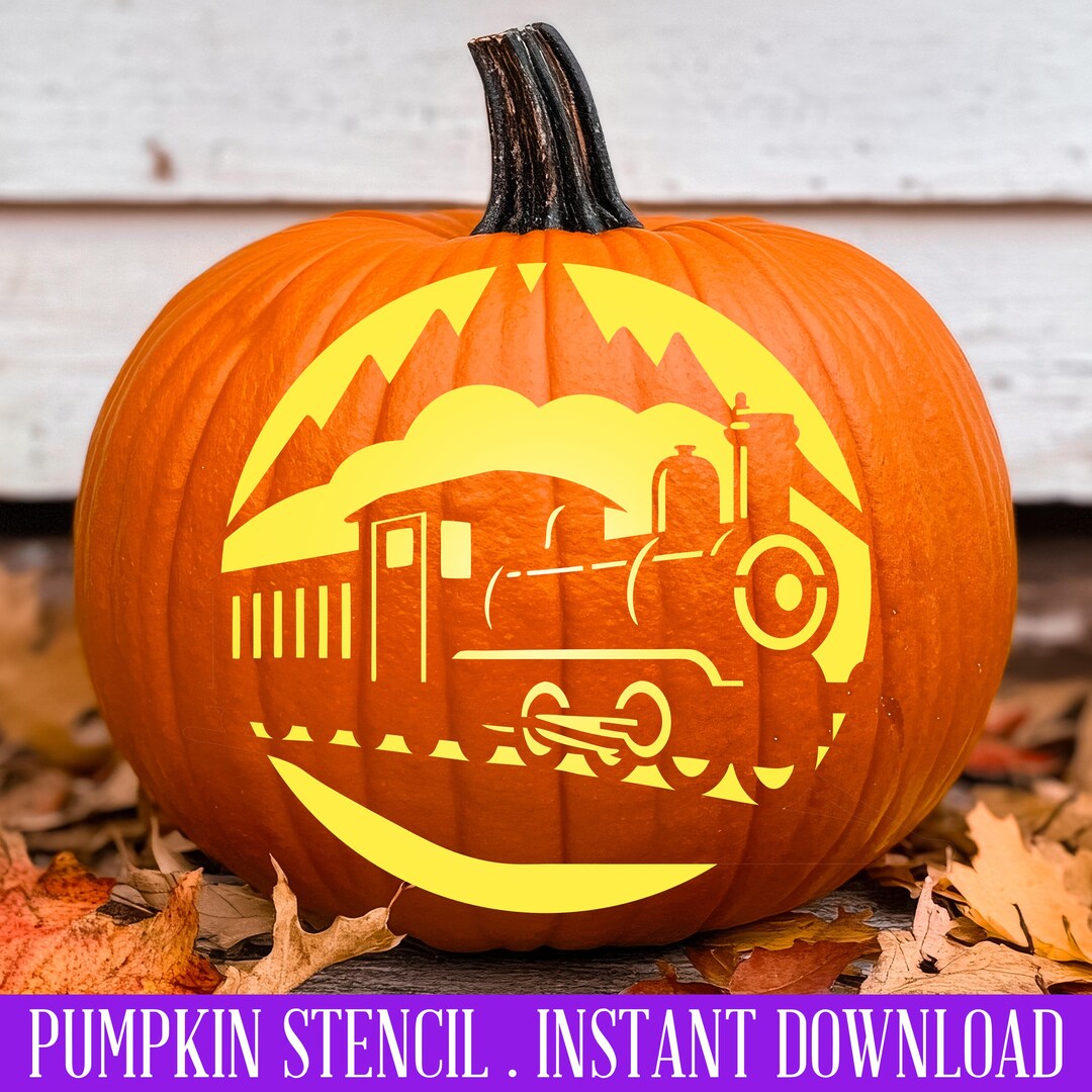 Train Pumpkin Stencil, PRINTABLE Pumpkin Stencil, Jack O' Lantern ...