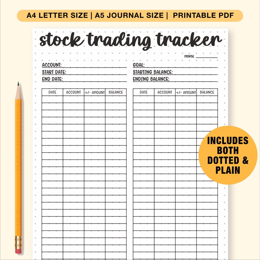 Stock Trading Tracker Printable, Investment Planner, Investments ...