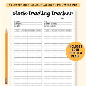 Stock Trading Tracker Printable, Investment Planner, Investments ...