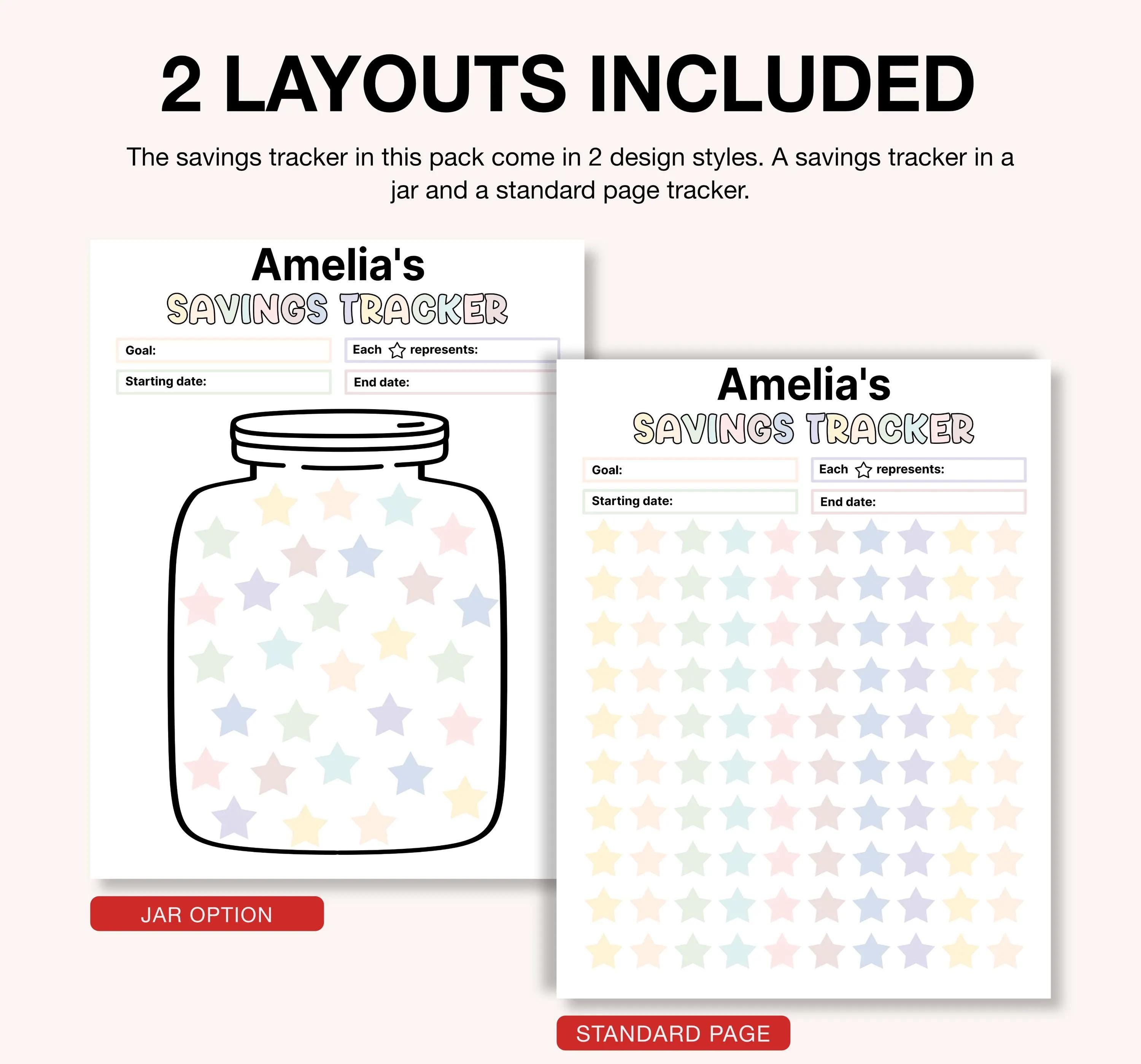 Printable Kids Savings Tracker, Kids Money Saving Goals, Financial ...