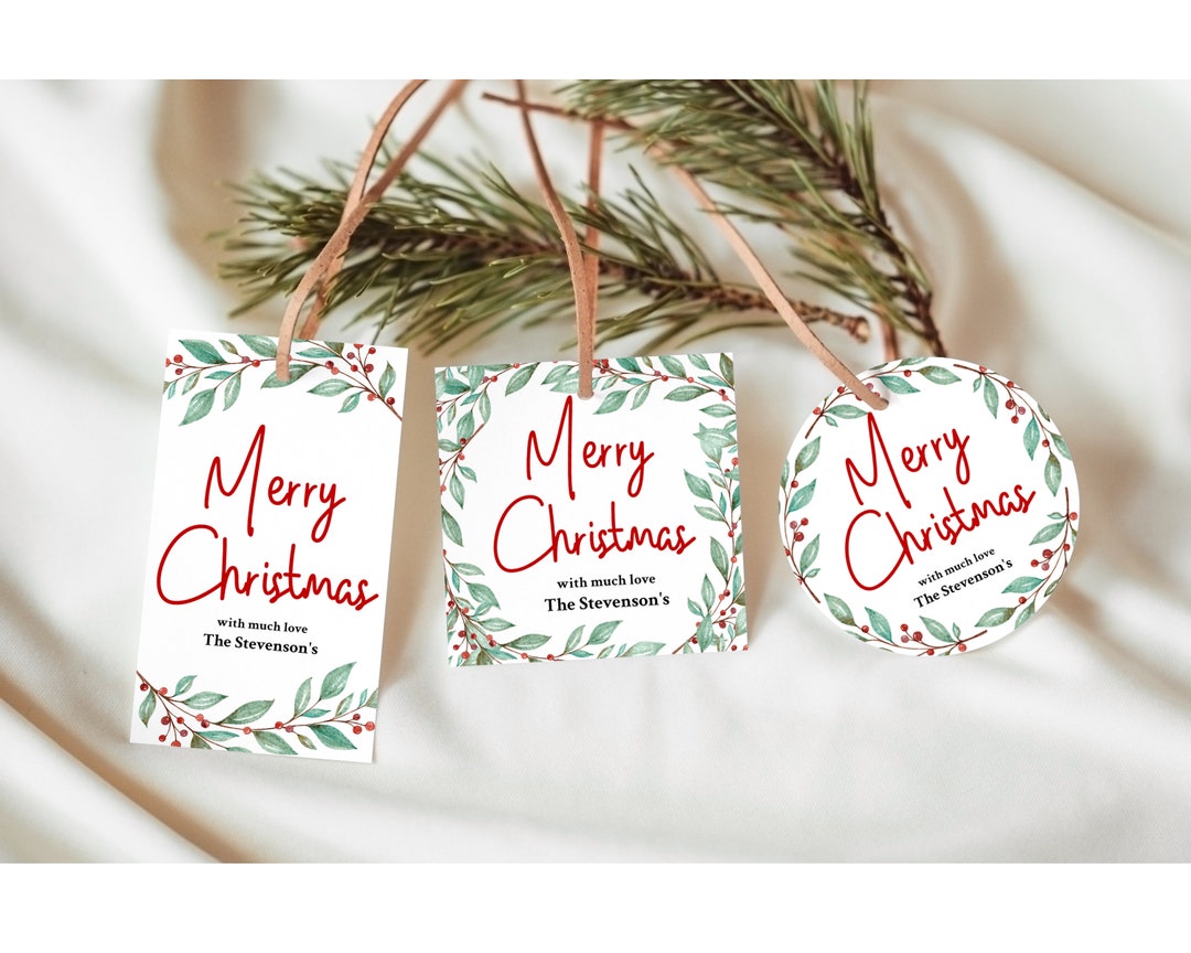 Merry Christmas Gift Tag Printable, Editable Christmas Favor Tags ...