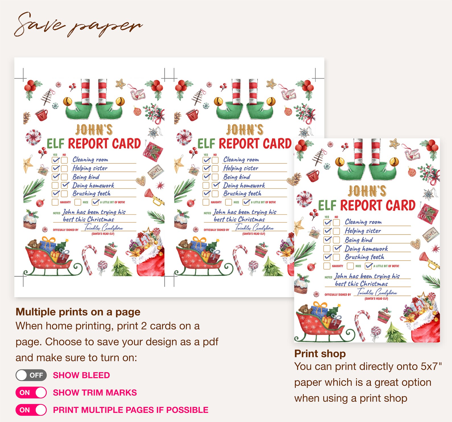 Editable Elf Report Card Personalized Elf Letter Christmas Elf Letter ...