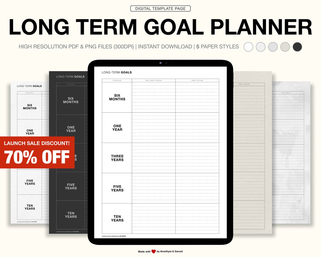 Long Term Goal Planner Priority Matrix Tasks Digital Templates ...