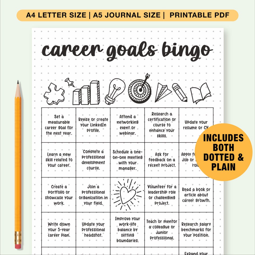 Career Goals Printable Vision Board Bingo Printable | 2025 Bingo Card ...