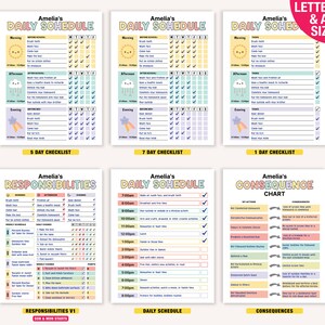 Editable Kids Chore Charts, Reward, Allowance, Screen Time, School ...