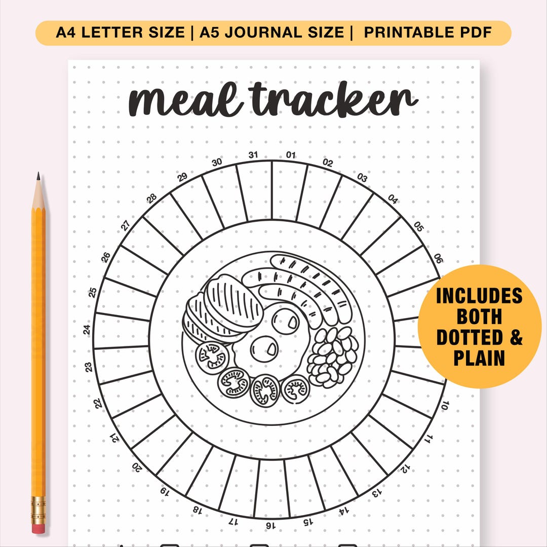 Monthly Meal Eating Tracker Journal Page Planner Page Food Journal Food ...