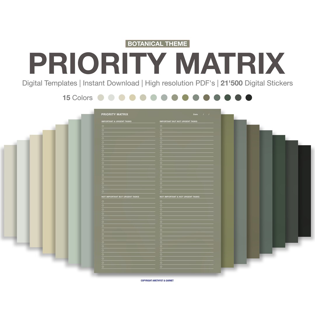 Botanical Priority Matrix Digital Note Paper Templates Templates ...