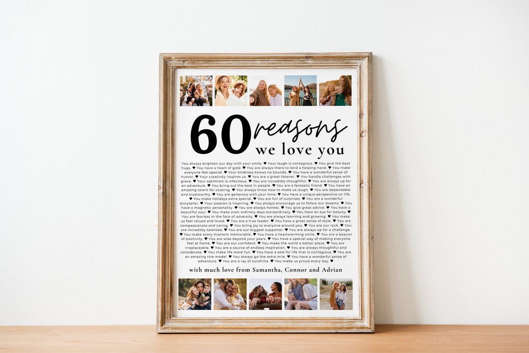 60 Reasons We Love You Poster Pictures Template Printable 60th Birthday ...