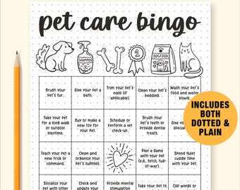 Pet Bingo Cards: Printable Bingo Cards, 50 Cards, Kids Game Activity ...