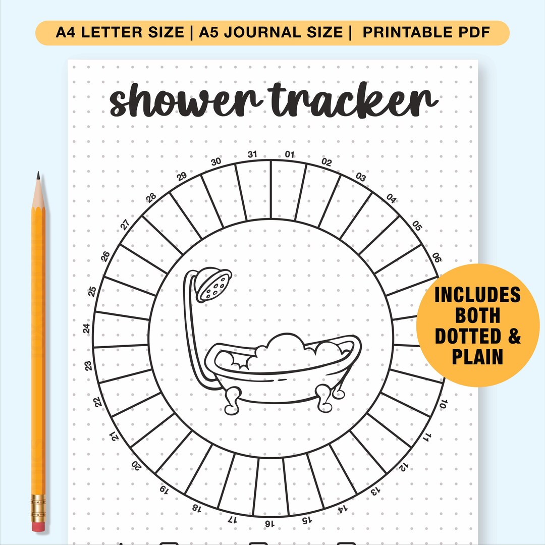 Monthly Shower Tracker Journal, A Year in Dots, Shower Habit Tracker ...