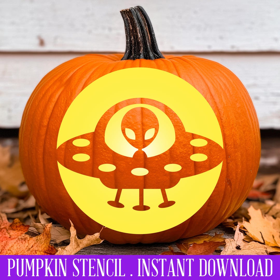 Alien Pumpkin Stencil, UFO Printable Stencil, Jack O' Lantern, Pumpkin ...