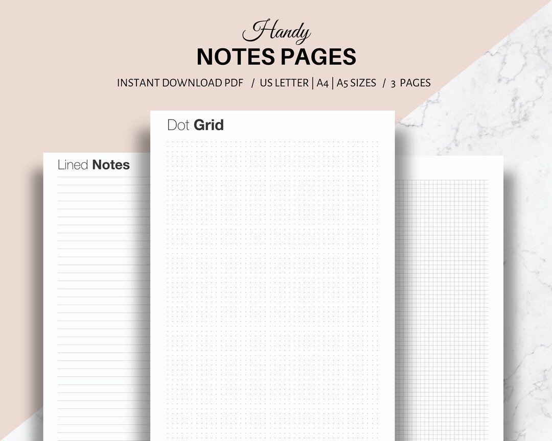 Dot Grid Lined Paper Graph Paper A4 A5 Letter Planner Inserts Printable ...