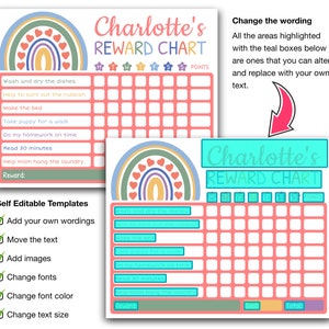 Rainbow Chore Editable Reward Chart, Behavior Chart, Daily Chore Chart ...