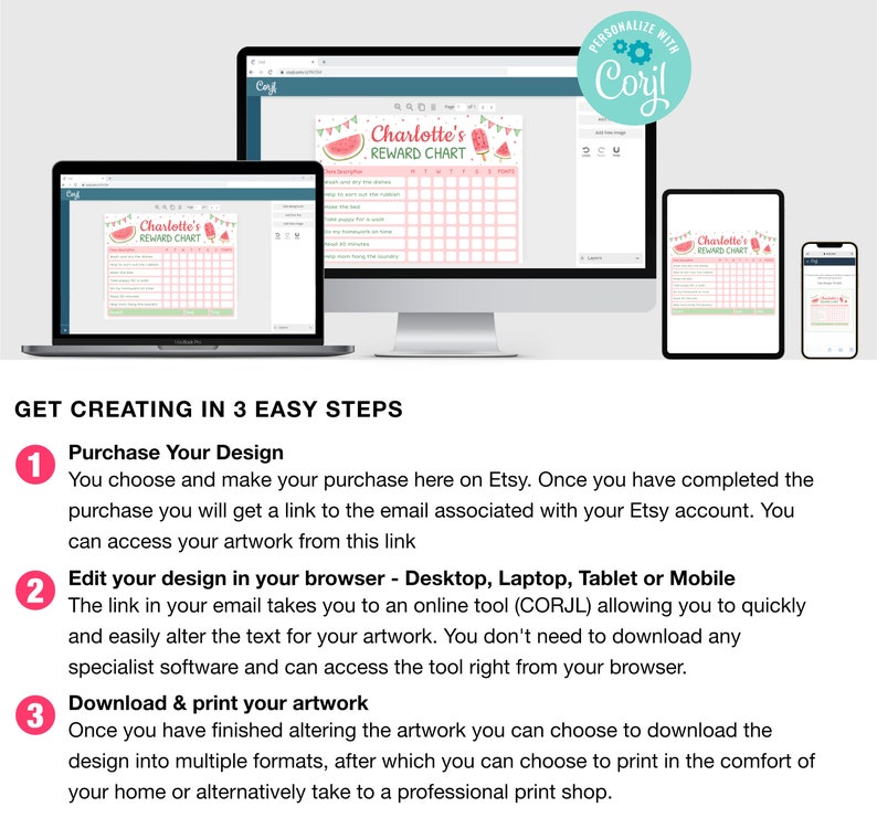 Editable Watermelon Reward Chart Behavior Chart Daily Chore - Etsy
