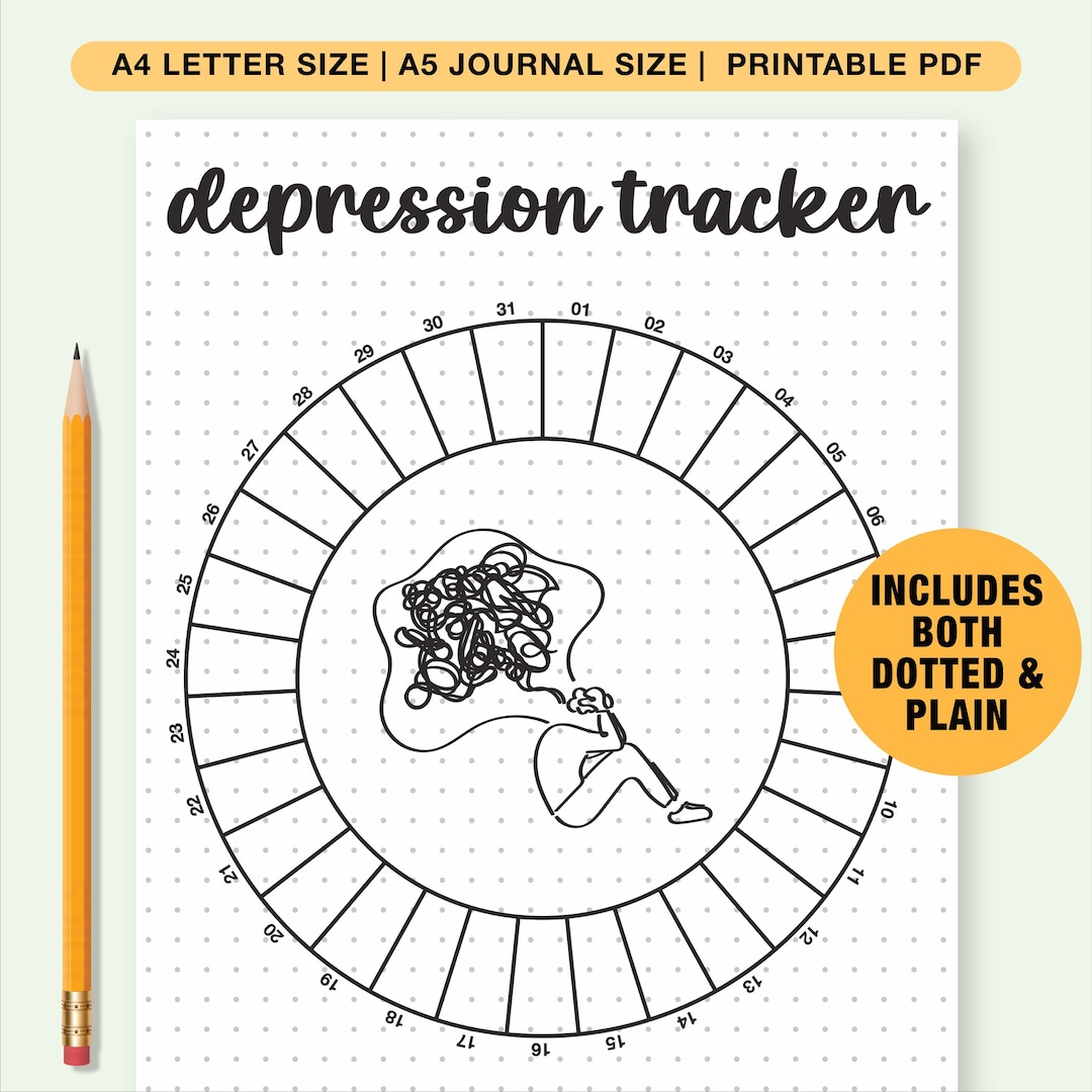 Monthly Depression Tracker Printable Journal Page, Planner Page ...