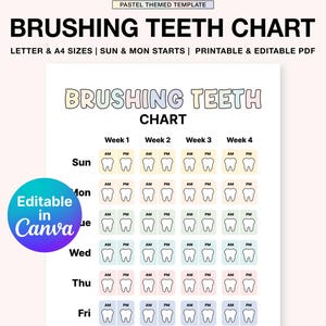 Printable I Brushed My Teeth Chart, Kids Teeth Brush Tracker, Teeth ...
