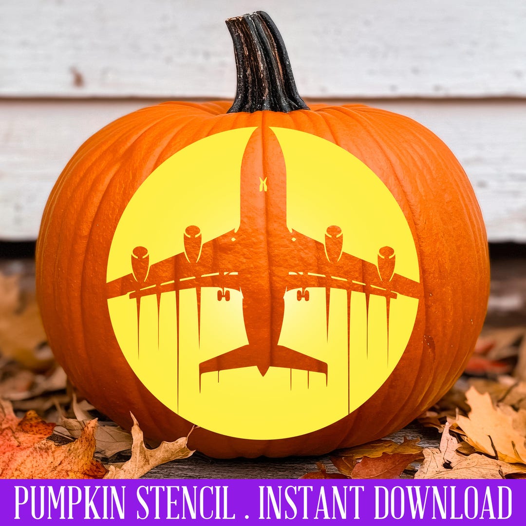 Airplane Stencil Set, Airplanes Pumpkin Carving Stencil, Printable ...