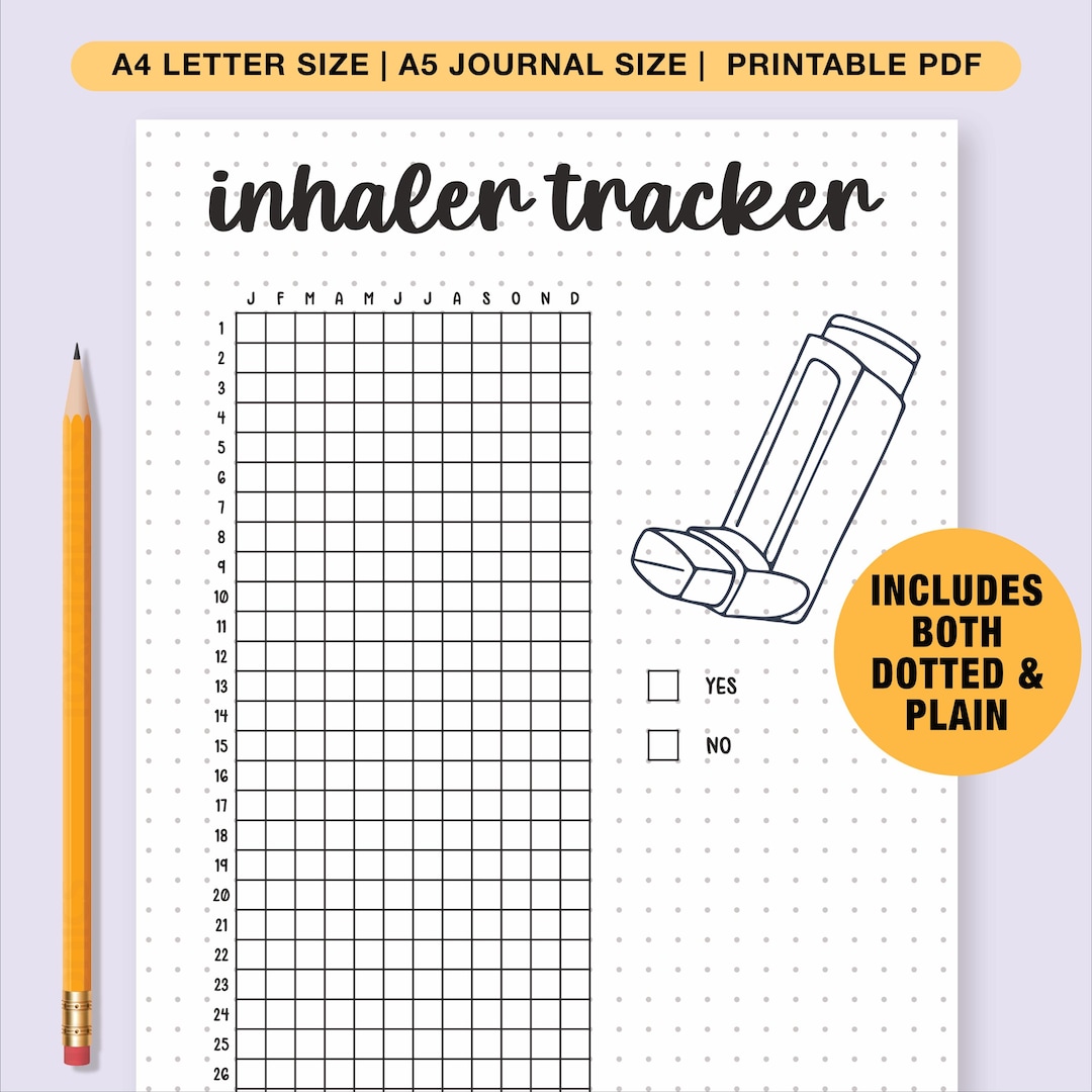 Yearly Inhaler Tracker Printable Journal Page Asthma Log Health Tracker ...