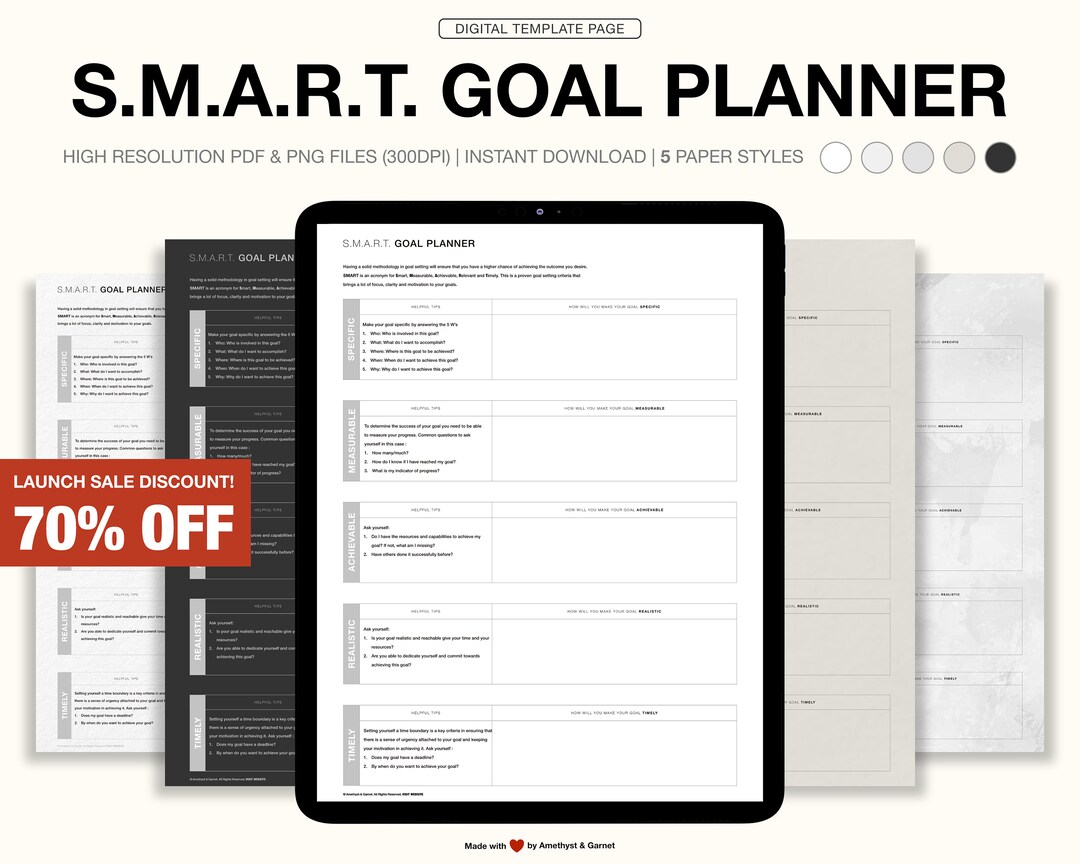 SMART Goal Planner Priority Matrix Tasks Digital Templates Notetaking ...