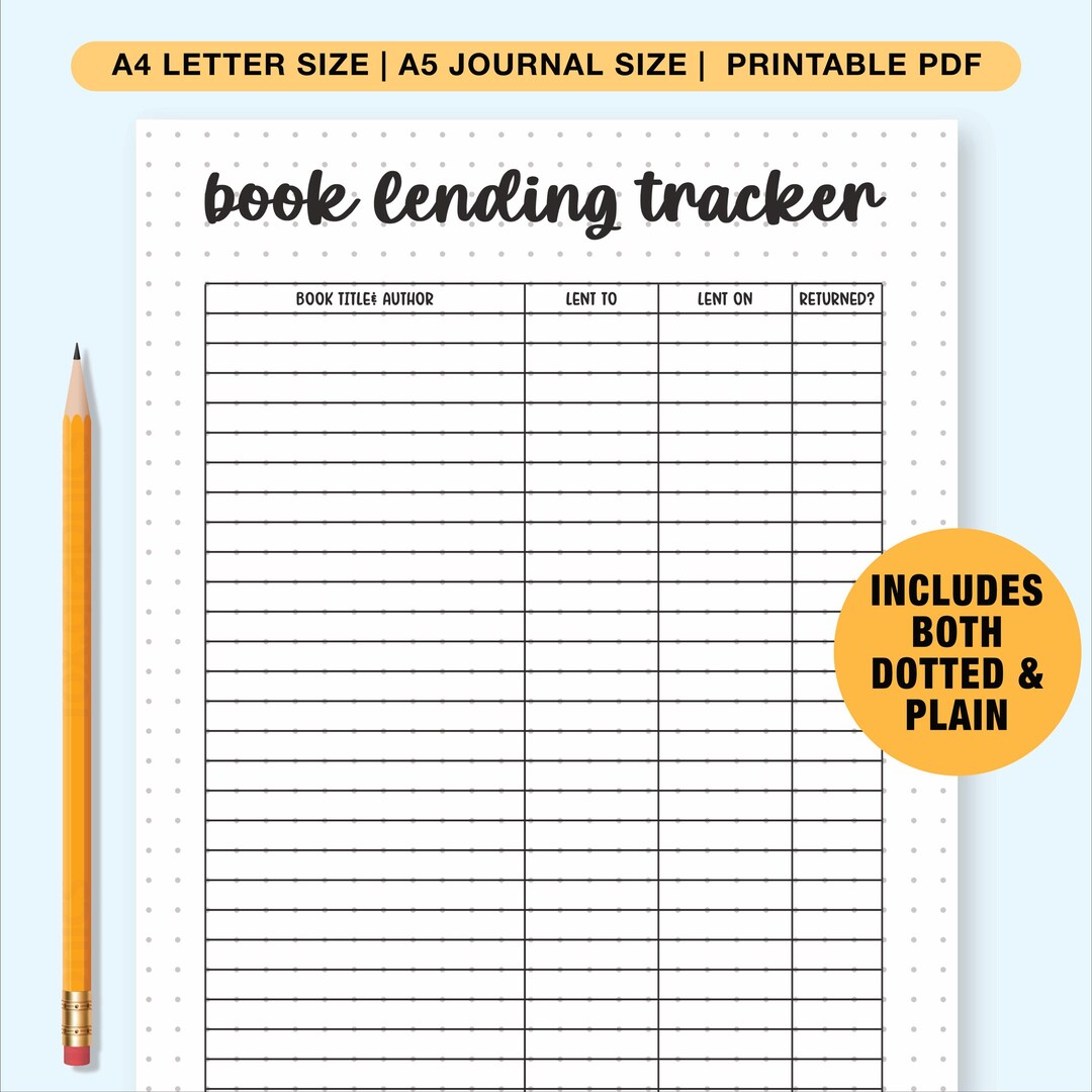 Book Lending Log Printable PDF | Lending Library | Reading Tracker ...
