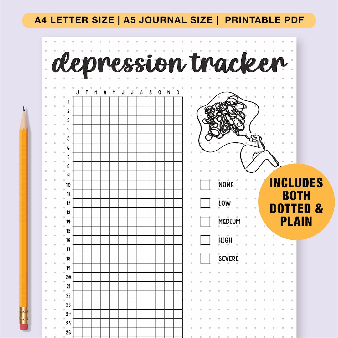Yearly Depression Tracker Printable Journal Page, Planner Page ...
