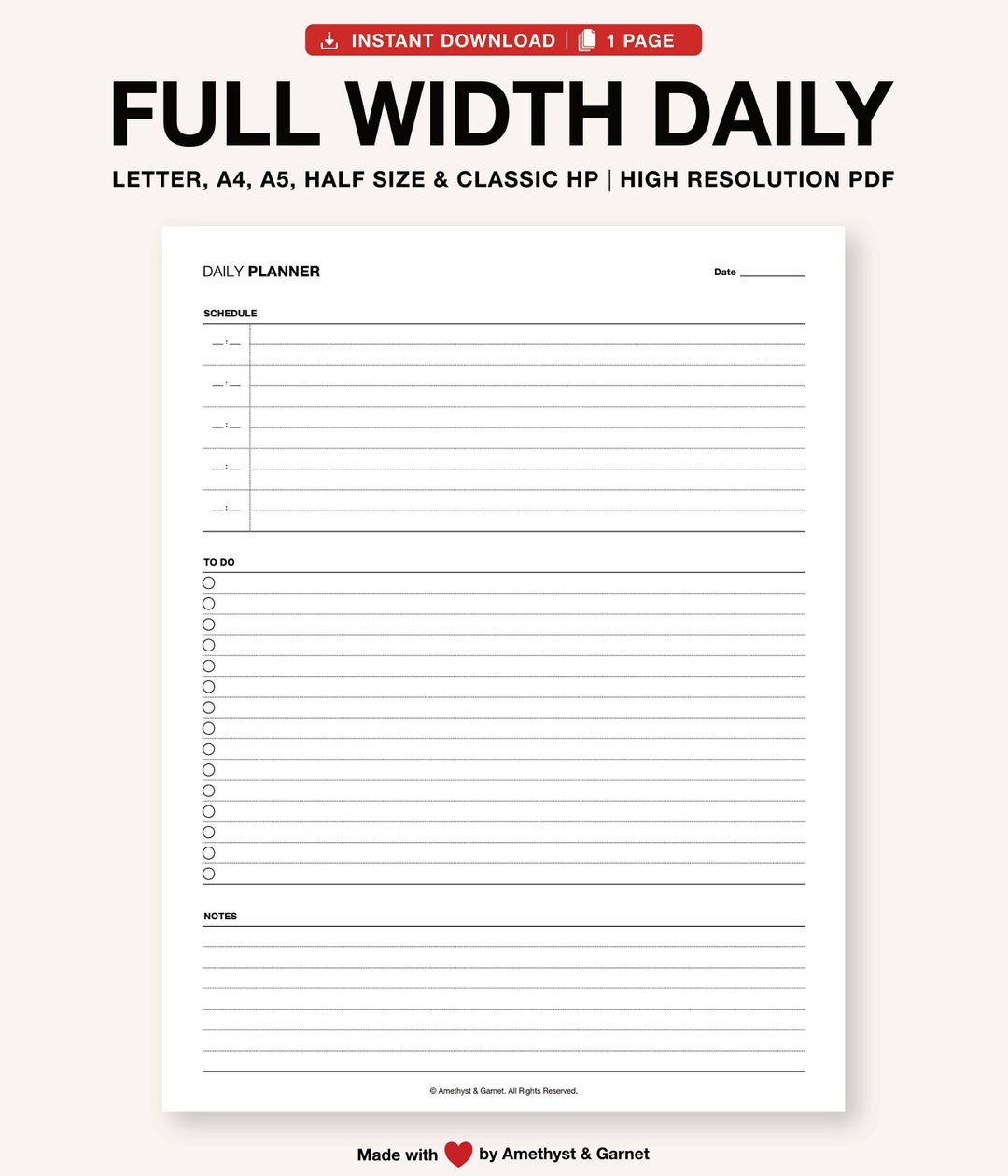 Custom Daily Planner Printable, Work Daily Planner, Productivity ...