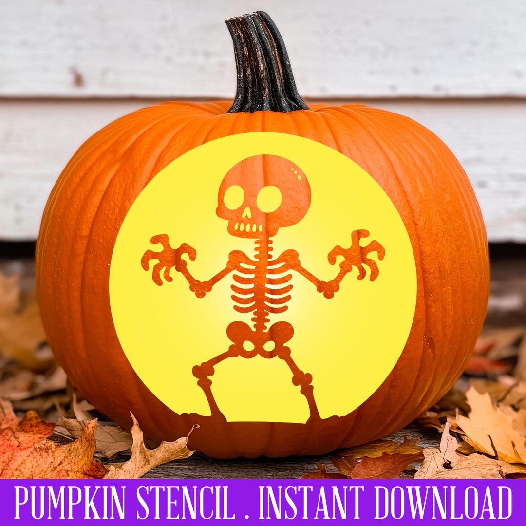 Skeleton Stencil, Printable Pumpkin Stencil, Pumpkin Skeleton, Pumpkin ...