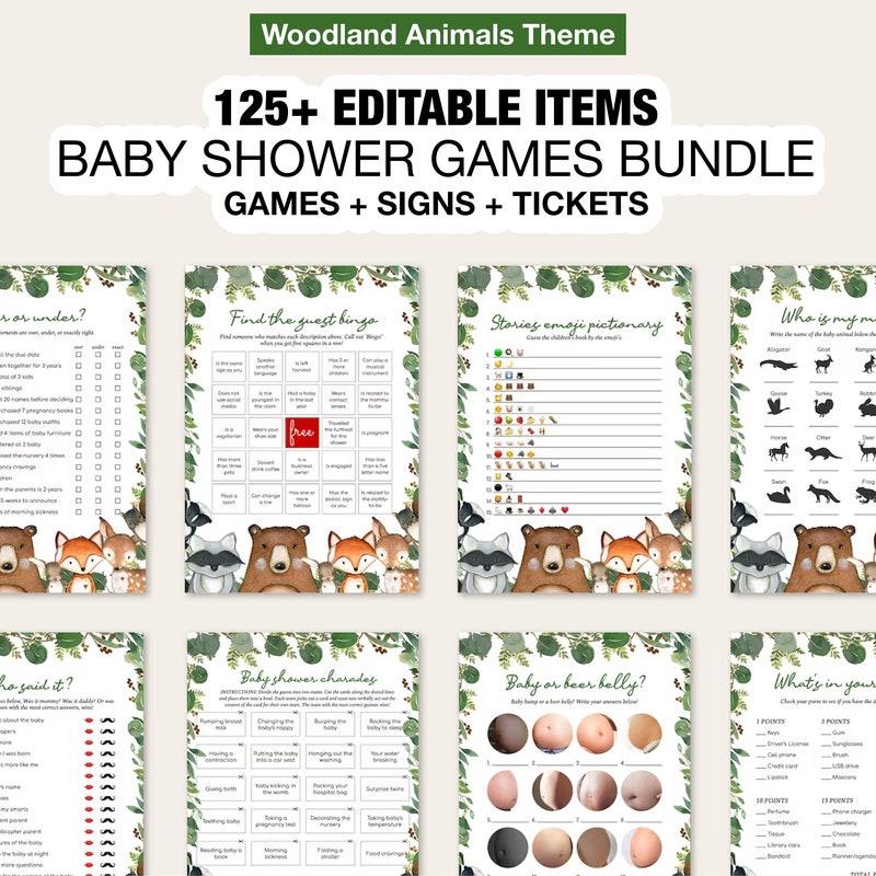 Woodland Baby Shower Games - Etsy