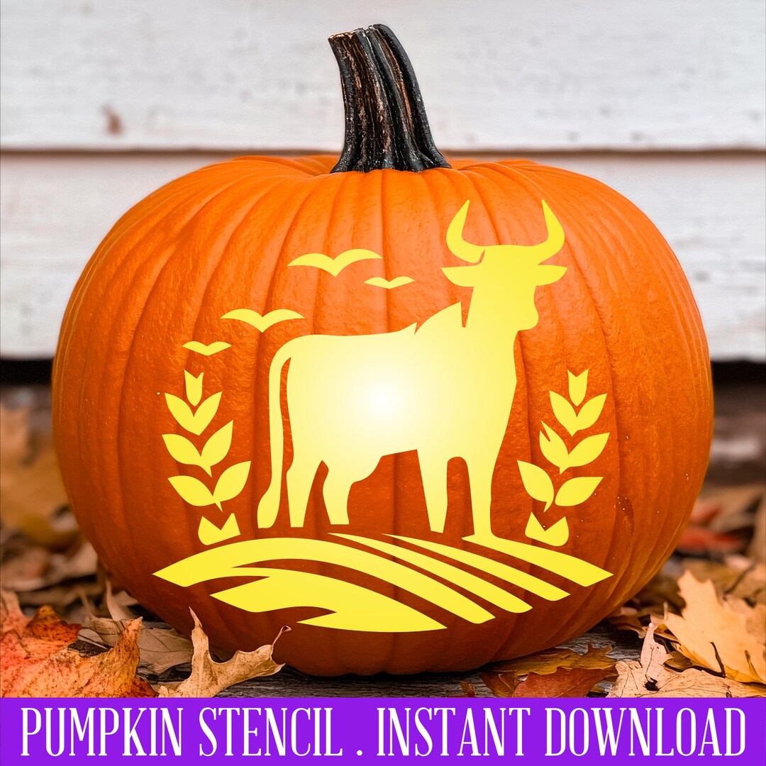 Bull Pumpkin Stencil, PRINTABLE Pumpkin Stencil, Jack O' Lantern ...