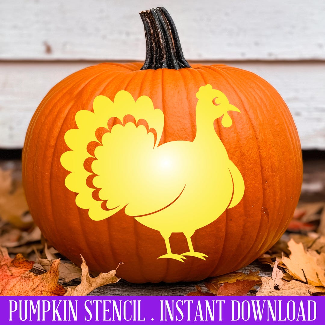 Turkey Pumpkin Stencil, Thanksgiving Printable Pumpkin Stencil, Jack O ...