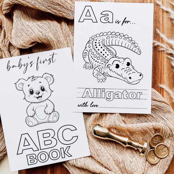 Baby Shower Abc Book First Alphabet Book Baby's First Coloring - Etsy