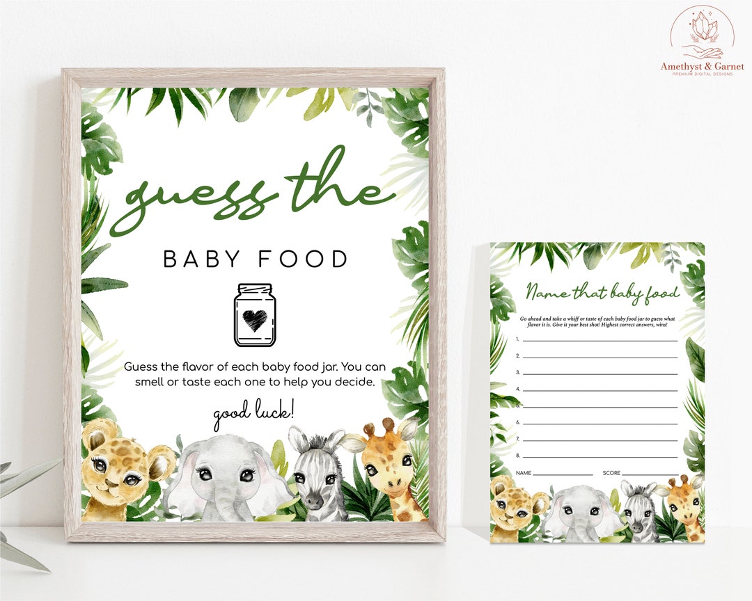 Guess the Baby Food Jungle Safari Animals Baby Shower Sign - Etsy