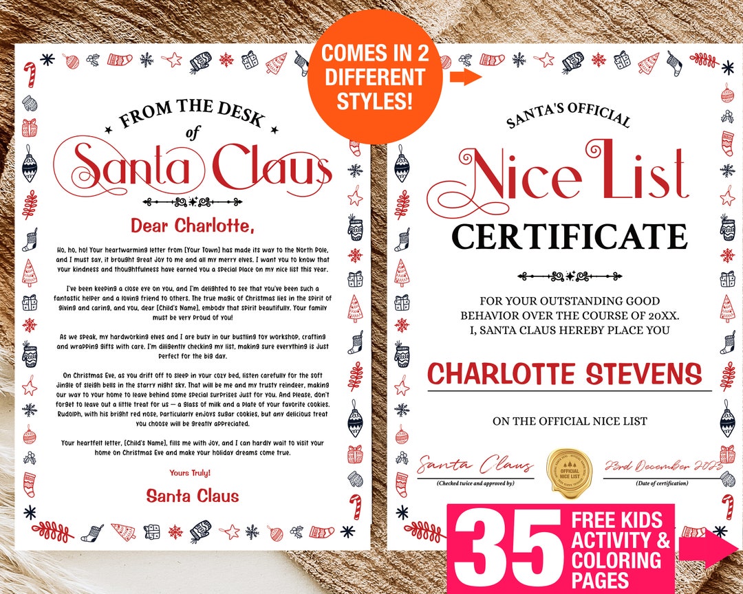 NEW EDITABLE BUNDLE Approved Letter From Santa Approved Letter + Nice ...