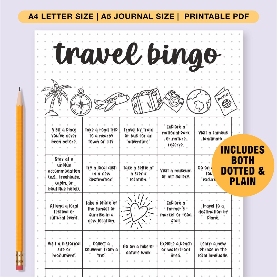Travel Bingo Printable Game Travel Bingo Cards - Travel Party Game ...