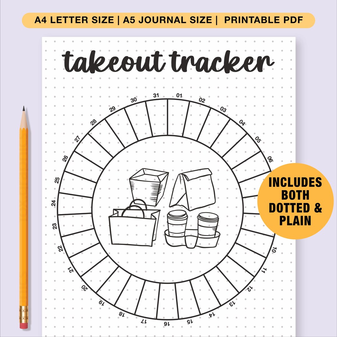 Monthly Takeout Tracker, A5 Journal Page Printable, Food Habit Tracker ...