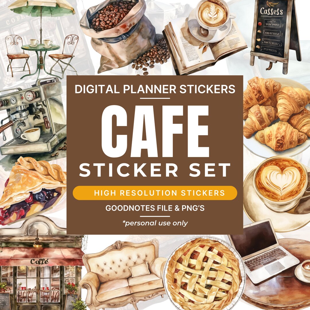 Cafe Stickers Digital, Coffee Stickers, Tea Time, Cute Digital Stickers ...