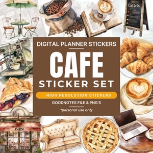 Cafe Stickers Digital, Coffee Stickers, Tea Time, Cute Digital Stickers ...